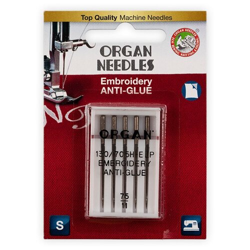 Иглы для быт. шв. машин ORGAN ANTI-GLUE 5 шт в блистере 5117075BL № 75