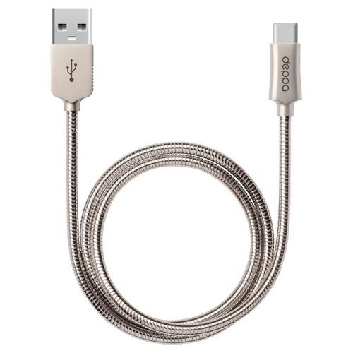 Кабель Deppa Steel USB - USB Type-C (72274), 1.2 м, 1 шт., серебристый