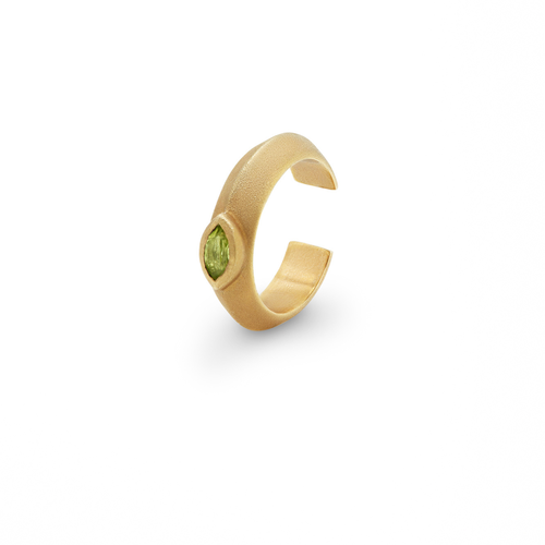 Серьги каффы Waves & Gems Кафф серебро 925 с хризолитом, серебро, 925 проба, хризолит, размер 11 мм, длина 1 см, серебряный, бесцветный
