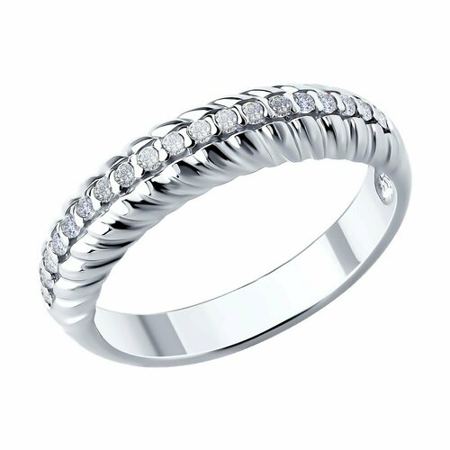 Кольцо Diamant, серебро, 925 проба, родирование, фианит, размер 19