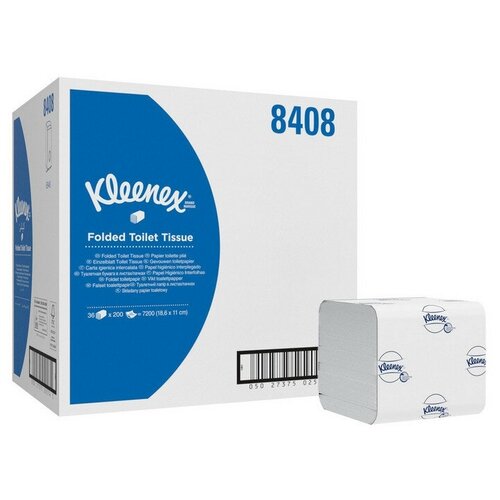 Бумага туалетная листовая д/дисп KK Kleenex 2сл бел 200лист 36 пач. 8408