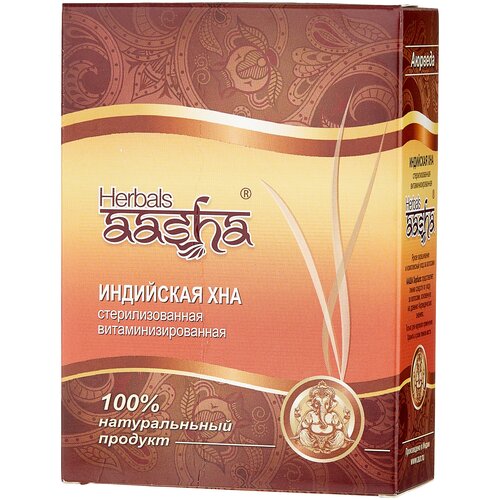 Aasha Herbals Хна индийская стерилизованная витаминизированная, рыжий, 80 мл, 80 г