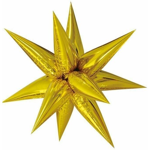 Воздушный шар фольгированный 3D (26'/66 см) Звезда, Составная, Золото, 1 шт. в упак.