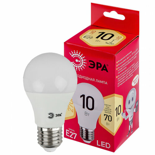 ЭРА LED A60-10W-827-E27 R (диод, груша, 10Вт, тепл, E27) (10/100/2000)
