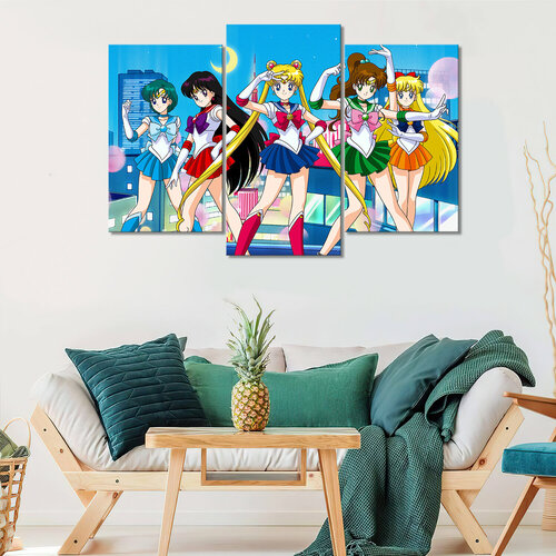 Модульная картина/Модульная картина на холсте в подарок/Sailor moon girls/Сейлор мун девочки 120х80