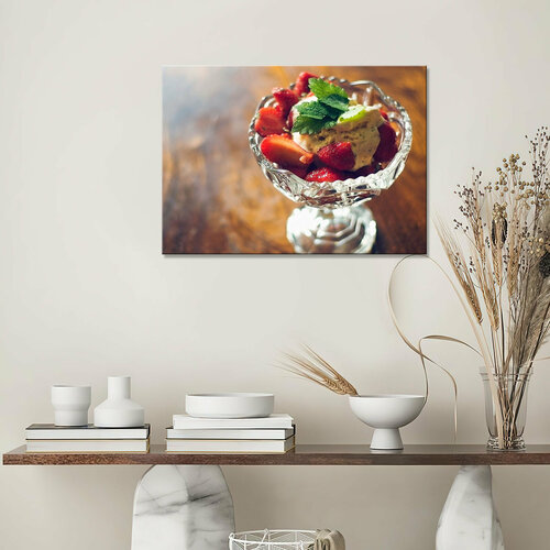 Картина/Картина на холсте для интерьера/Картина на стену/Картина для кухни/ - мороженое с ягодами 20х30