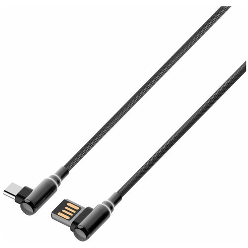 USB кабель LDNIO LS421 Micro, длина 1м, максимальный ток 2.4А, угловой коннектор, нейлоновая оплетка, серый
