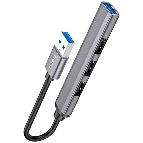USB-концентратор HOCO HB26, 4 гнезда, 3хUSB2.0, 1хUSB3.0, цвет: серый
