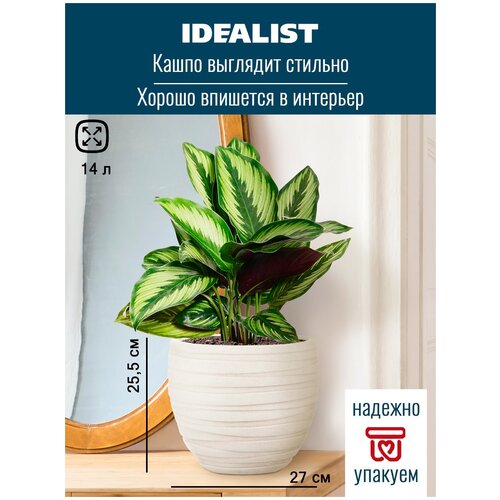 Настольное кашпо для цветов Idealist Lite Роу Круглое, слоновая кость, D27 H25.5 см, 14 л.