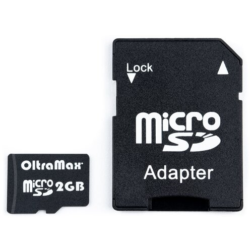 Карта памяти OltraMax microSD 2 ГБ Class 4, R 3 МБ/с, адаптер на SD, 1 шт., черный