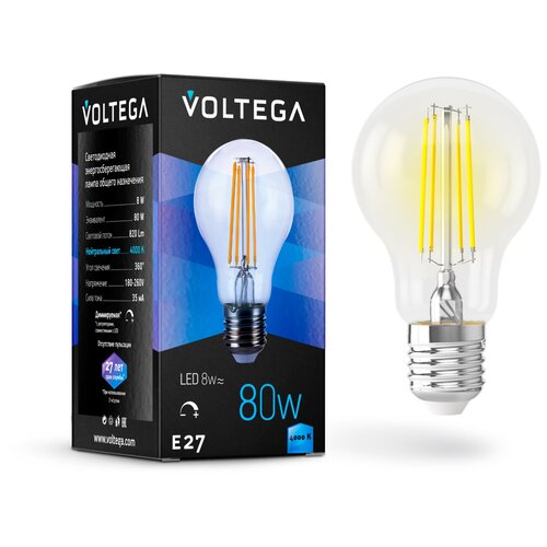 Лампа светодиодная Voltega General purpose bulb 5490, E27, 8 Вт, 4000 К