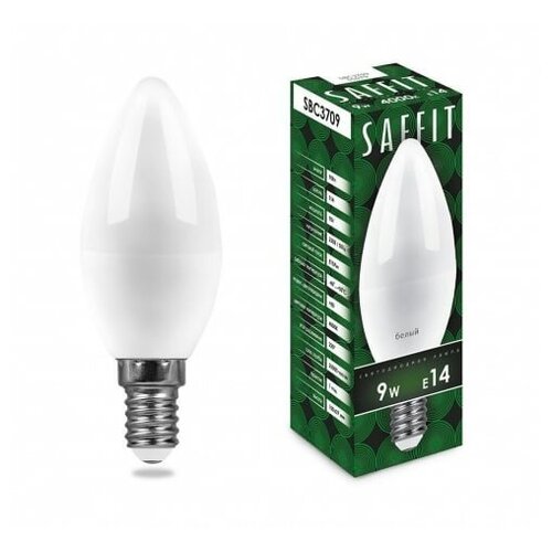 Лампа светодиодная LED 9вт Е14 белый матовая свеча (SBC3709) | код 55079 | SAFFIT (4шт. в упак.)
