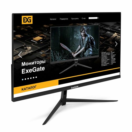 Монитор безрамочный 23.8" ExeGate ProSmart EV2407 (VA LED Grade A+, FHD, 1920x1080@75Гц, 16:9, 250cd/m2, 4000:1, 178°/178°, 5ms, D-Sub, HDMI1.4, Flicker-free, кабель HDMI 1.5м, VESA 75x75, регулировка наклона, черный) EX294427RUS