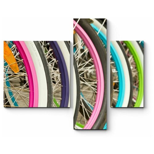 Модульная картина Яркие колеса велосипедов120x99