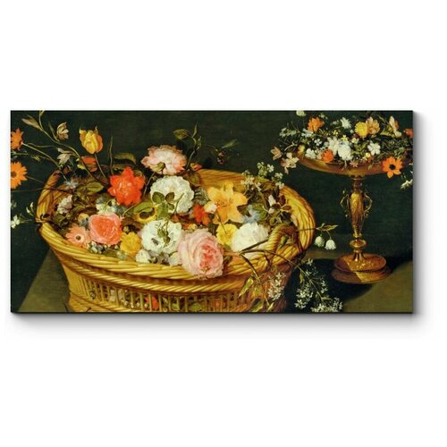 Модульная картина Корзинка с розами110x55