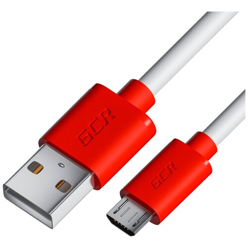 Кабель GCR USB - microUSB (GCR-UA1U), 3 м, белый/красный