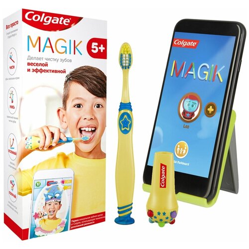 Зубная щетка детская Magik 5+ с приложением для чистки зубов ультрамягкая