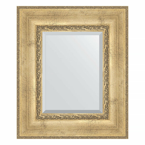 Зеркало настенное с фацетом EVOFORM в багетной раме состаренное серебро с орнаментом, 52х62 см, для гостиной, прихожей и ванной комнаты, BY 3376