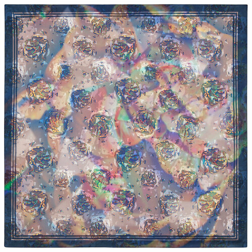 Платок Павловопосадская платочная мануфактура,80х80 см, мультиколор, синий