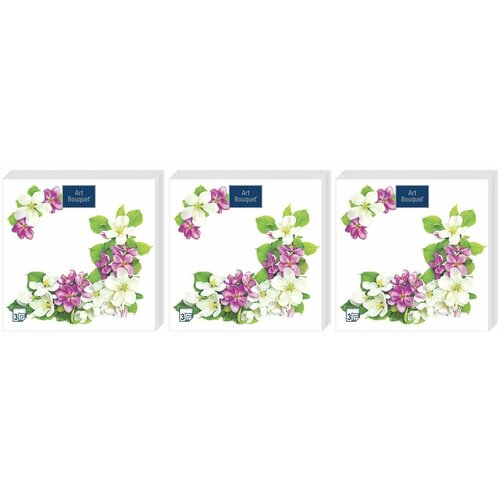 Bouquet Art Салфетки Яблоневый цветок, 3 слоя, 33 х 33 см, 20 шт, 3 уп