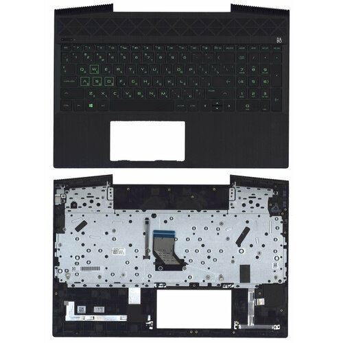 Клавиатура для ноутбука HP Pavilion Gaming 15-CX топкейс, черный с зеленой подсветкой