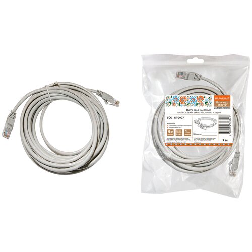 Патч-корд TDM Electric Народный U/UTP Cat 5e 4PR 24AWG PVC, литой 7 м, серый (SQ0115-0007)