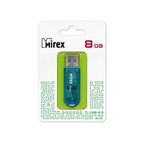 USB Флеш-накопитель 8GB USB 2.0 FlashDrive Mirex ELF BLUE, 13600-FMUBLE08