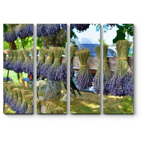 Модульная картина Букеты из лавандовых цветов, Прованс120x90