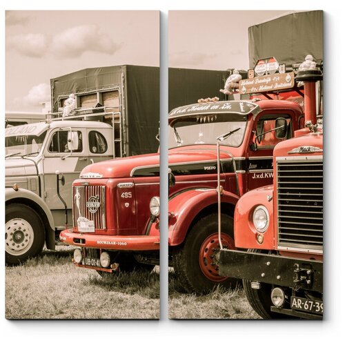 Модульная картина Красные грузовики 70x70