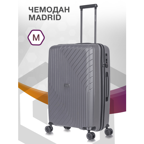 Чемодан L'case Madrid, 79 л, размер M, серый