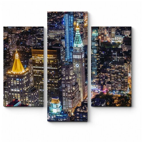 Модульная картина Вид на ночной Нью-Йорк 70x63