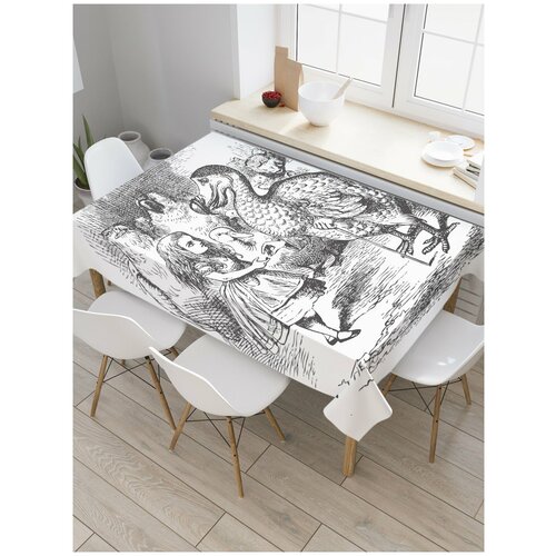 Скатерть прямоугольная JoyArty на кухонный стол "Алиса в стране чудес" из оксфорда, 120x145 см