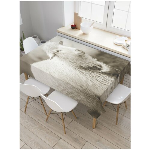 Скатерть прямоугольная JoyArty на кухонный стол "Любопытная овечка" из оксфорда, 180x145 см