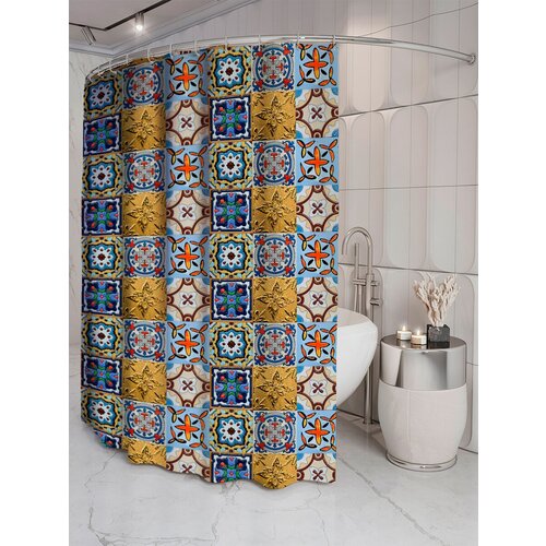 Штора для ванной "Мозайка креатив", 170x200 см с кольцами