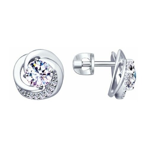 Серьги Diamant online, серебро, 925 проба, фианит, длина 1.1 см