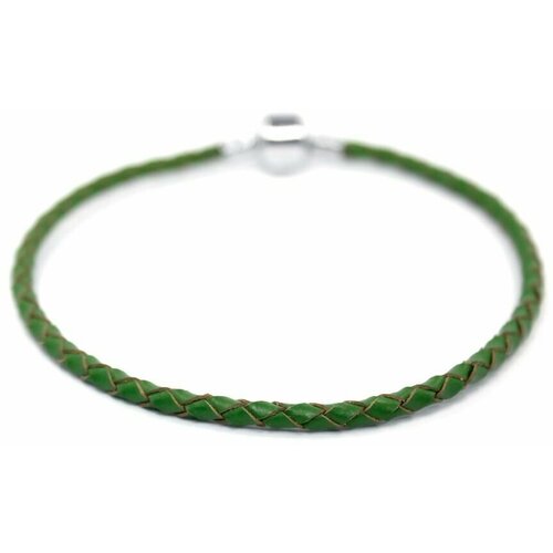 Браслет-цепочка Handinsilver ( Посеребриручку ) Кожаная основа для браслета с шармами, стекло, муранское стекло, стразы, 1 шт., размер 21 см, зеленый