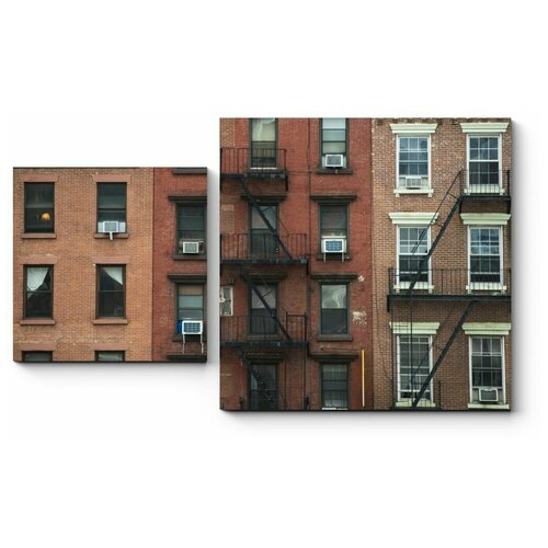 Модульная картина Пожарные лестницы старых жилых домов90x54
