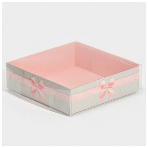 Коробка для макарун с PVC крышкой «Приятных моментов», 12 х 12 × 3 см, 5 штук