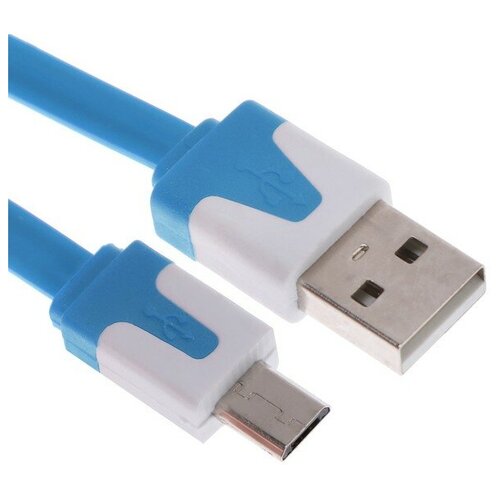 Кабель OXION DCC328, microUSB - USB, зарядка + передача данных, 1 м, плоский, синий