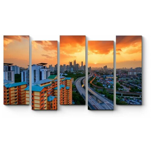 Модульная картина Пылающий закат над Куала-Лумпур190x110