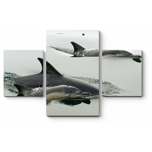 Модульная картина Счастливая семья дельфинов140x91