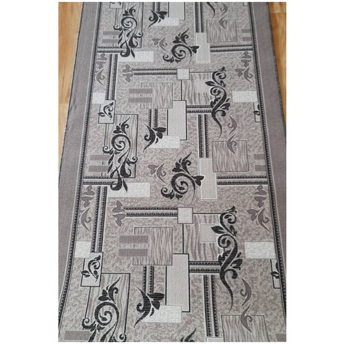 Ковровая дорожка на войлоке, Витебские ковры, с печатным рисунком, 1530, серая, 1.3*5 м