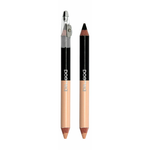 POETEQ Двойной карандаш для глаз Double eyeliner with sharpener с точилкой. 2 г, 92 кремовый-черный
