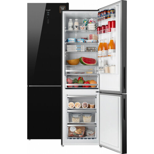 Двухкамерный холодильник Weissgauff WRK 2000 D Full NoFrost Inverter Black Glass