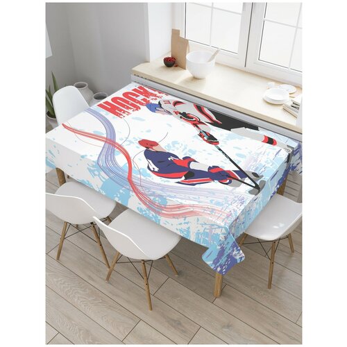 Скатерть прямоугольная JoyArty на кухонный стол "Хоккей на льду" из оксфорда, 180x145 см