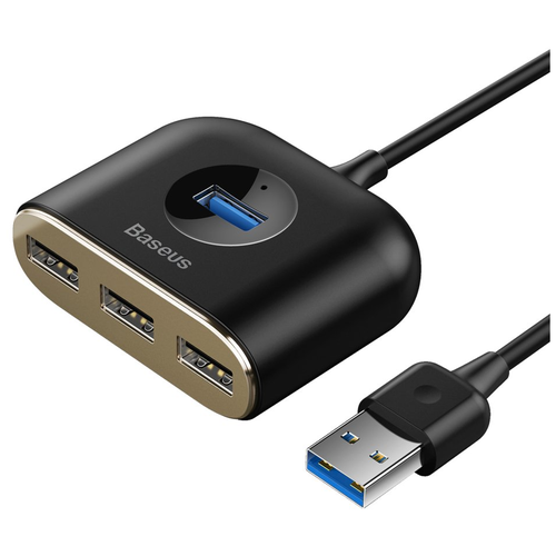 USB-концентратор  Baseus Square round (CAHUB-AY01), разъемов: 4, 100 см, черный