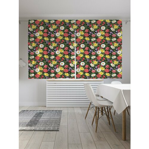 Классические шторы JoyArty "Садовое цветение", серия Oxford DeLux, 2 полотна 145x180 см