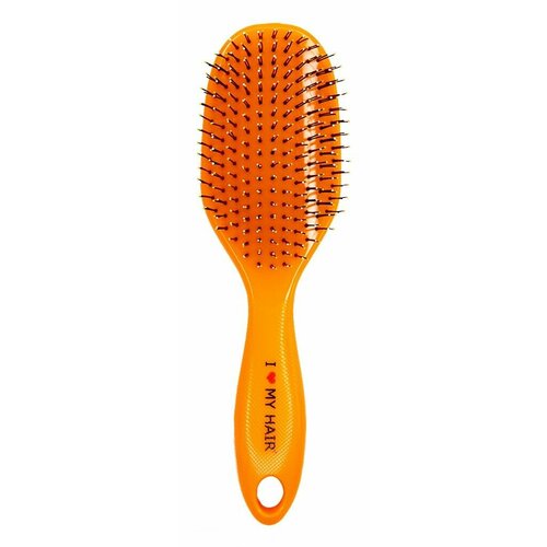 I LOVE MY HAIR Щетка Spider 1502L Оранжевая глянцевая, 23 см, массажная расческа для бережного распутывания волос