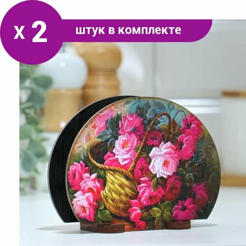 Салфетница 'Корзина роз', 13х10х5см (2 шт)