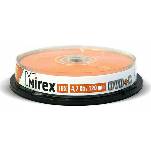 DVD+R Носители информации DVD+R, 16x, Mirex, Cake/10, UL130013A1L